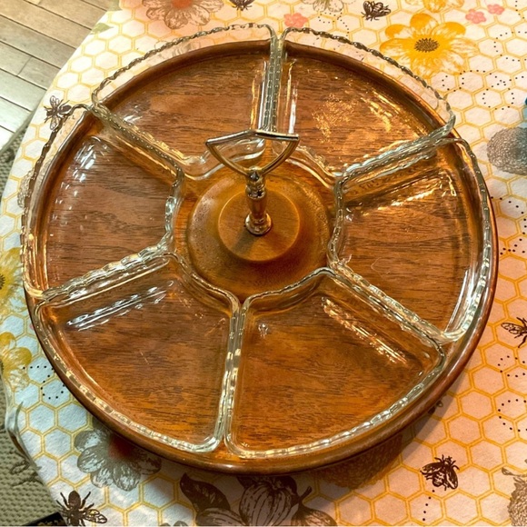 Dining | Vintage Lazy Susan Relish Tray Wood Look | Poshmark